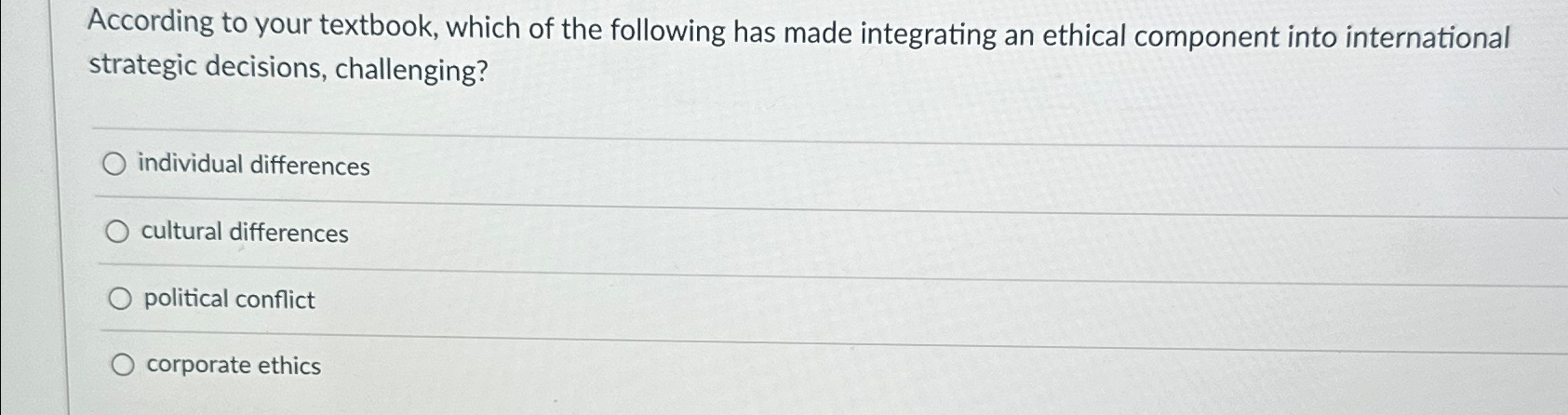Solved According to your textbook, which of the following | Chegg.com