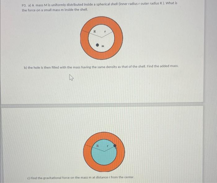 Solved P3. a) A mass M is uniformly distributed inside a | Chegg.com