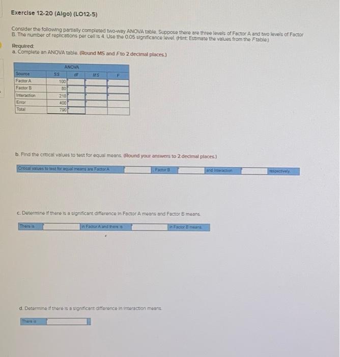 Solved Exercise 12-20 (Algo) (LO12-5) Consider the following | Chegg.com