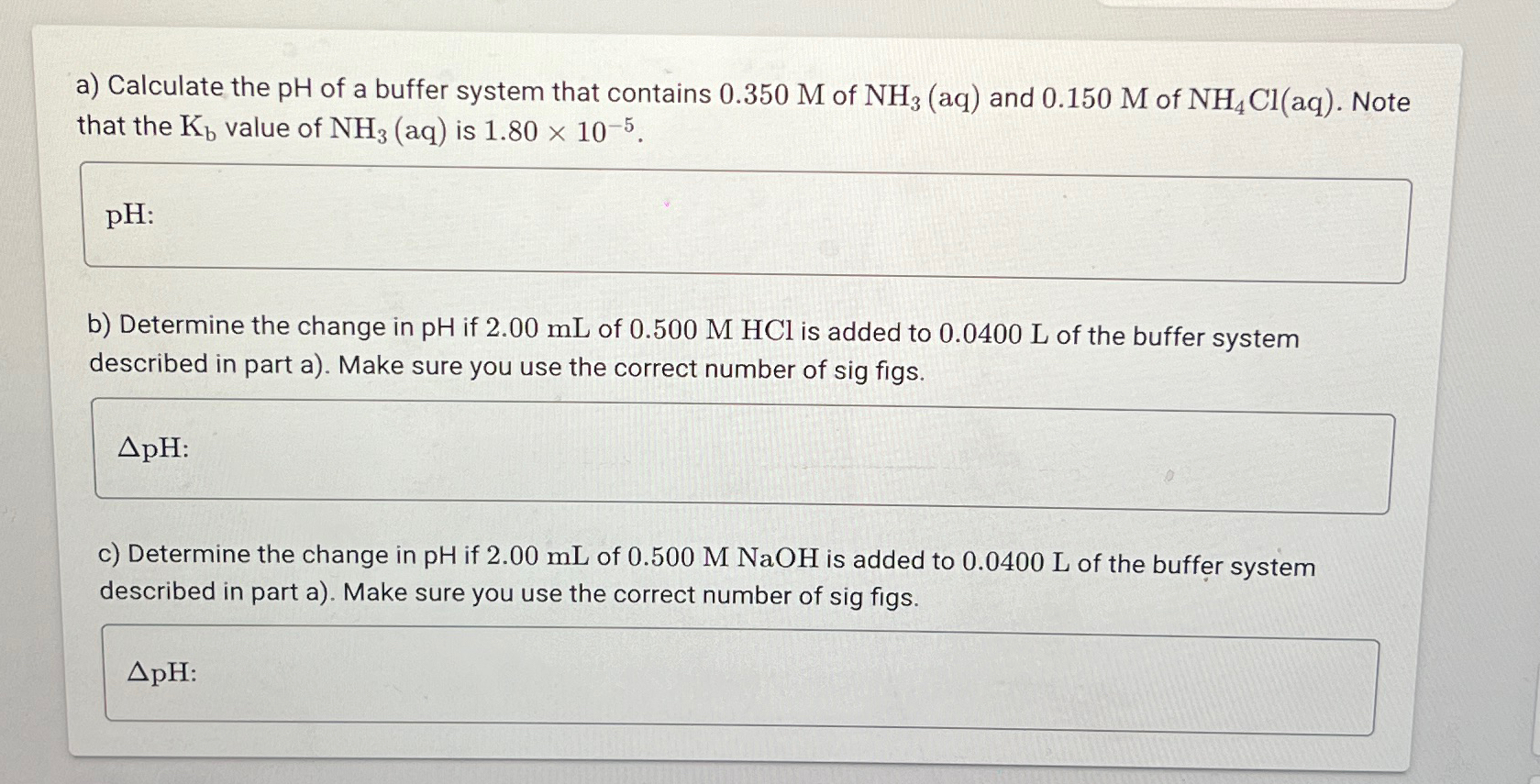 a) ﻿Calculate the pH ﻿of a buffer system that | Chegg.com