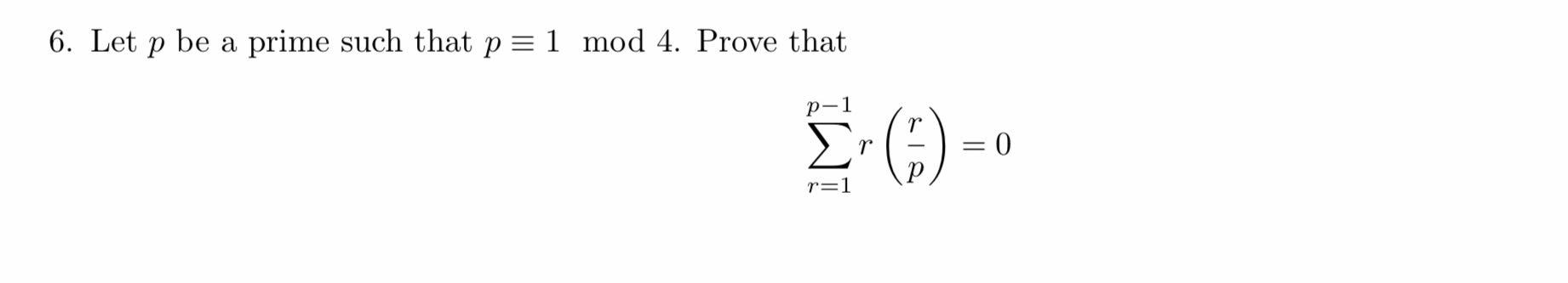 Solved Let p ﻿be a prime such that p-=1mod4. ﻿Prove | Chegg.com