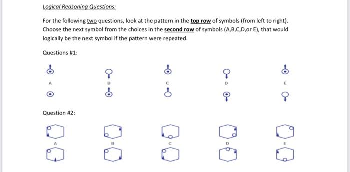 Solved Logical Reasoning Questions: For the following two | Chegg.com