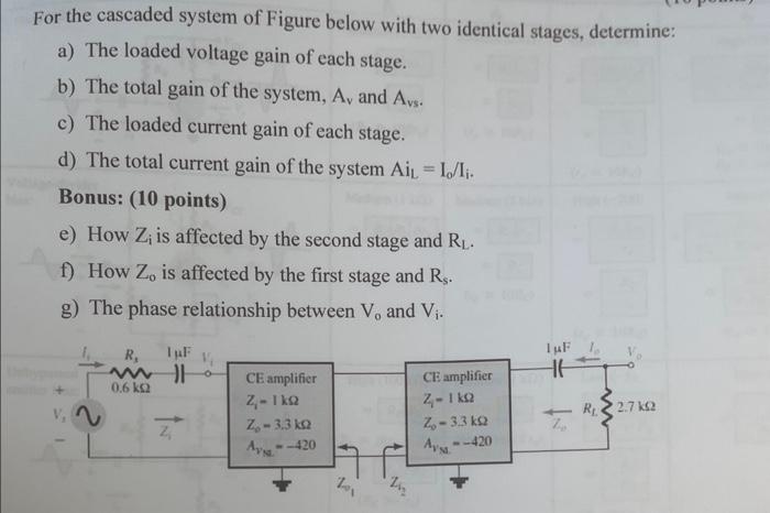 Solved For the cascaded system of Figure below with two | Chegg.com