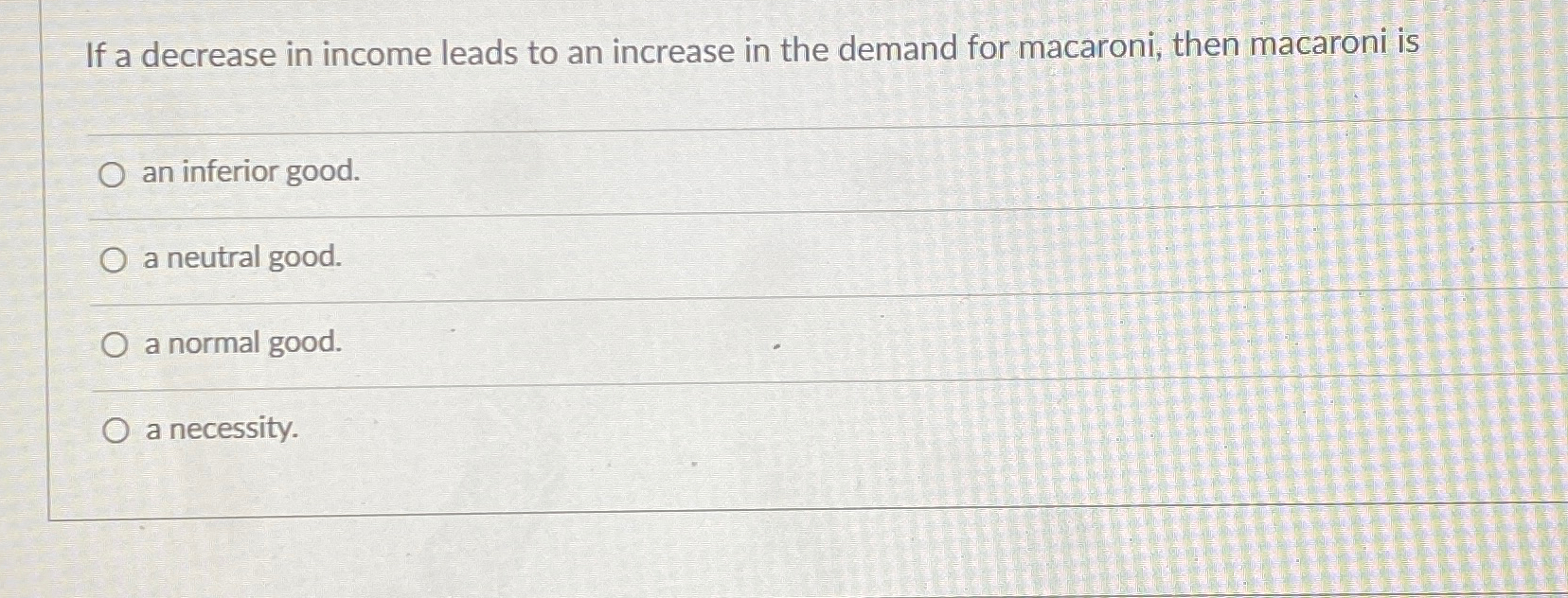 Solved If a decrease in income leads to an increase in the | Chegg.com