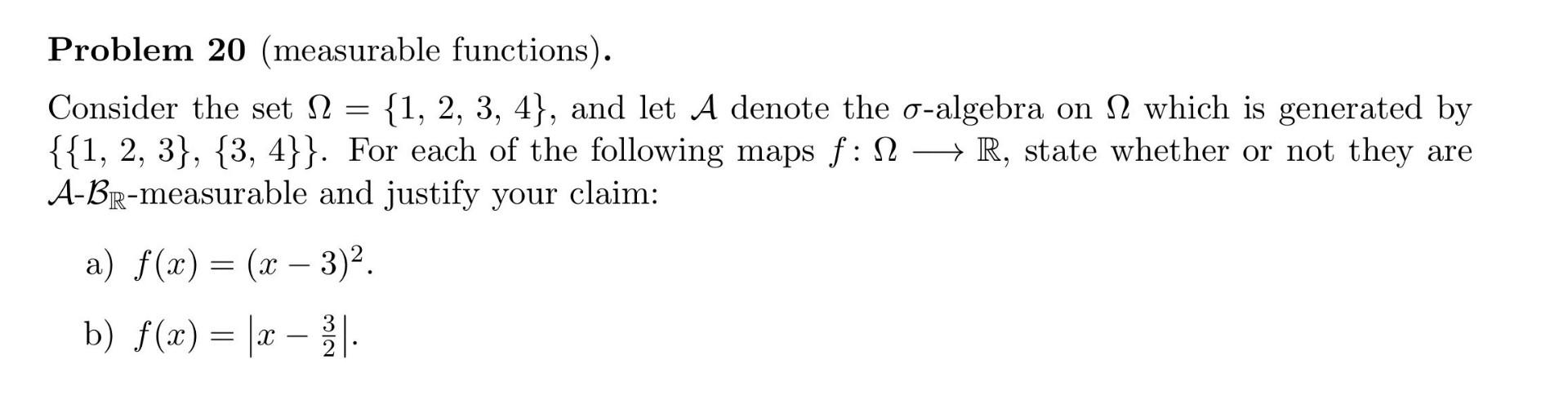 Solved Problem 20 Measurable Functions Consider The Set