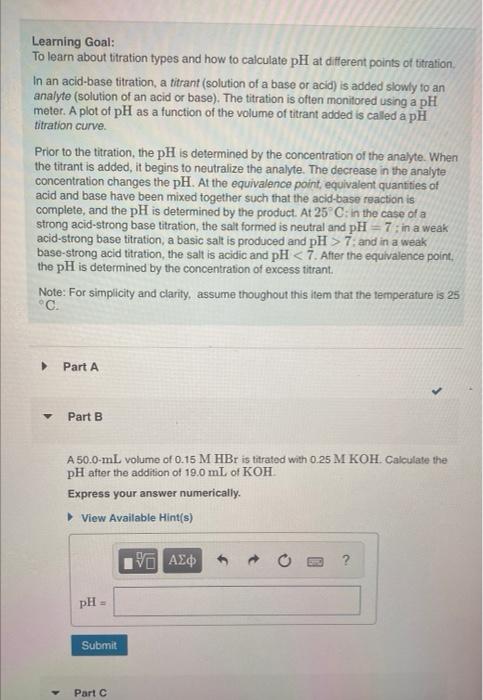 Solved Learning Goal: To learn about titration types and how | Chegg.com