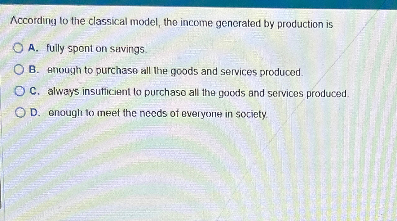 Solved According to the classical model, the income | Chegg.com