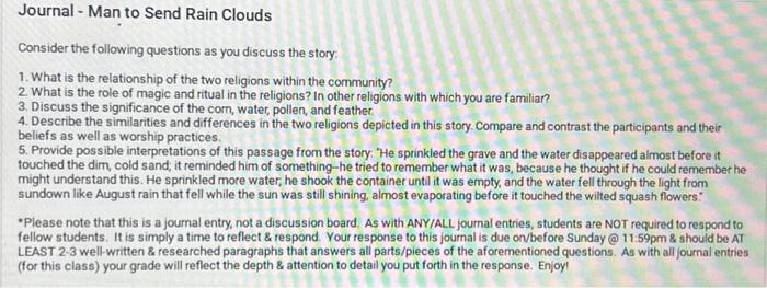 Read "The man to send rain clouds" and then answer | Chegg.com