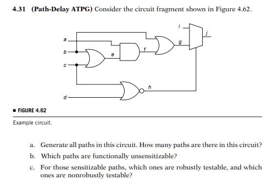 Solved 4.31 (Path-Delay ATPG) Consider the circuit fragment | Chegg.com