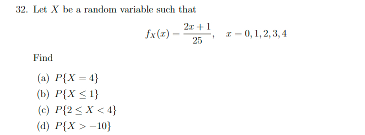 Solved Let x be ﻿a random variable such | Chegg.com