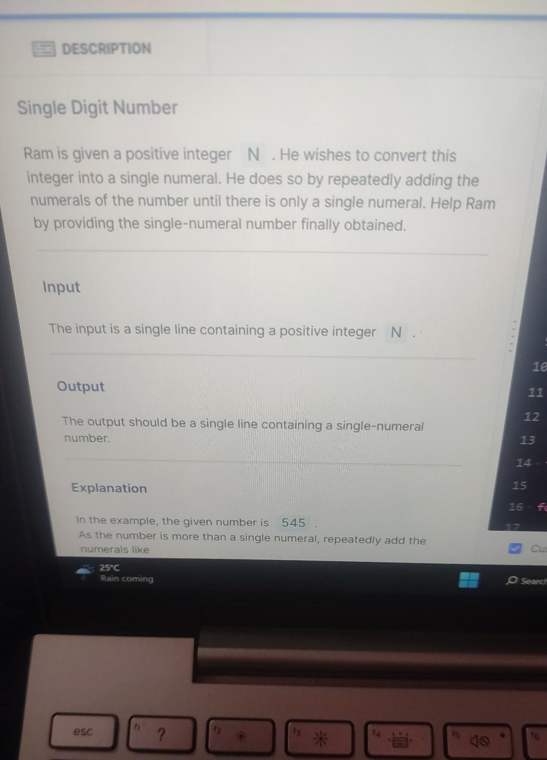 Solved Single Digit Number Ram is given a positive integer | Chegg.com