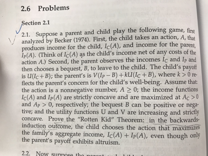 Solved 2.6 Problems Section 2.1 2.1. Suppose a parent and | Chegg.com