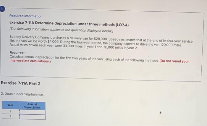 Solved D Required information Exercise 7-11A Determine | Chegg.com