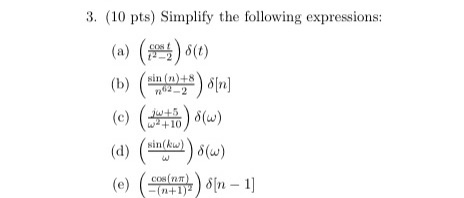 Solved 3. (10 pts) Simplify the following expressions: (a) | Chegg.com