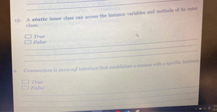 Solved 13 A Static Inner Class Can Access The Instance 8133