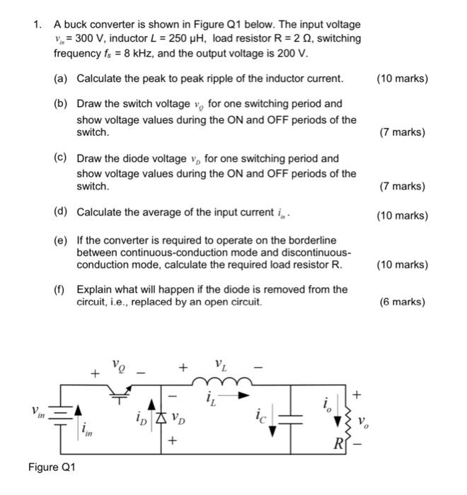 Solved 1. A buck converter is shown in Figure Q1 below. The | Chegg.com