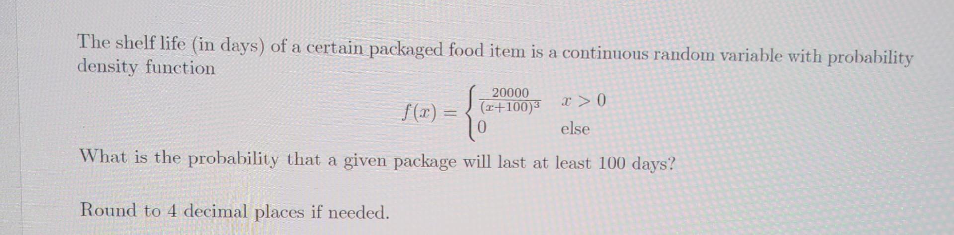 Solved The probability density function for a continuous | Chegg.com