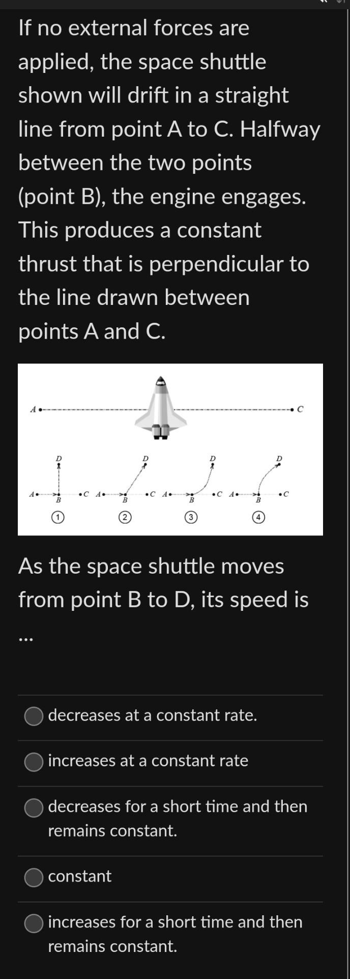 Solved If no external forces are applied, the space shuttle | Chegg.com