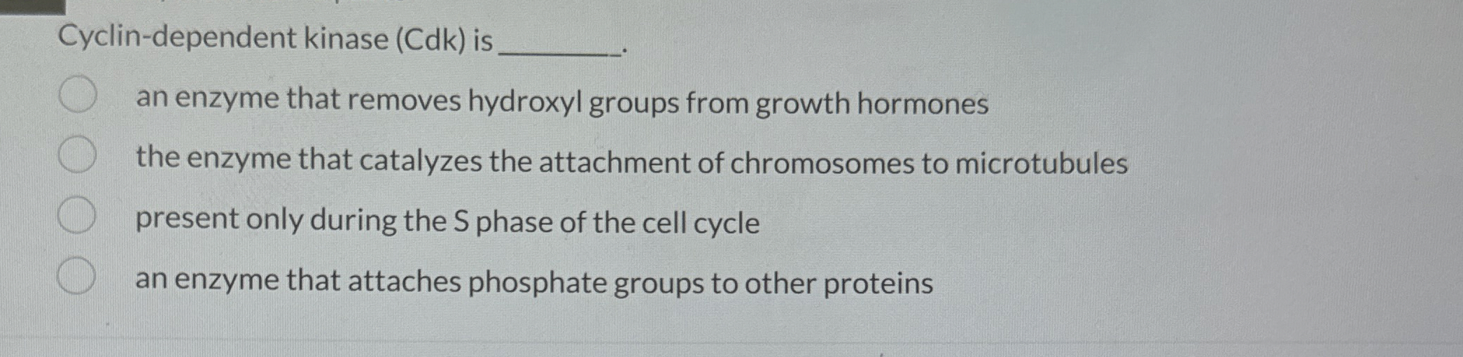 Solved /clin-dependent kinase (Cdk) ﻿is an enzyme that | Chegg.com