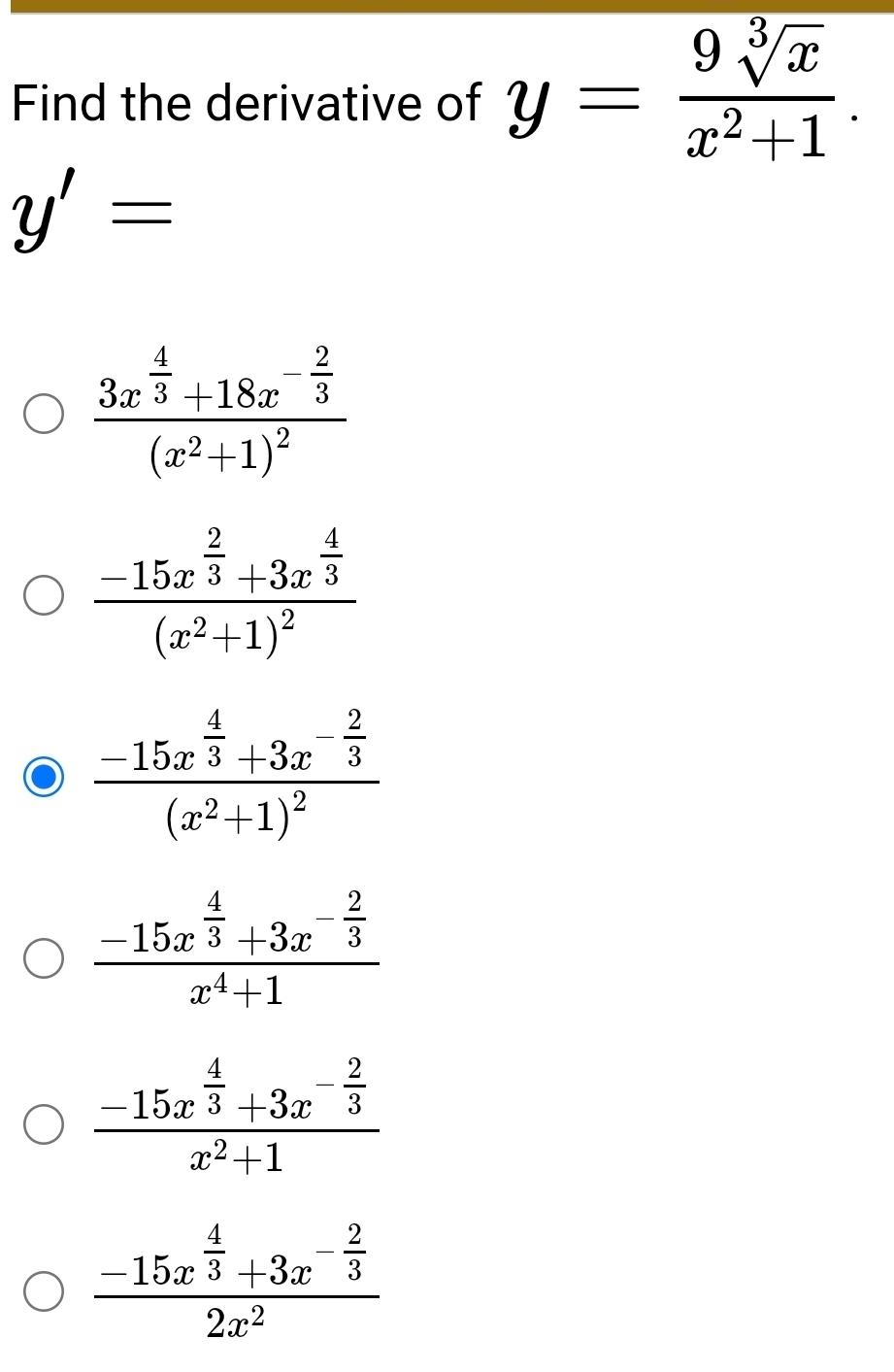 Solved Find the derivative of | Chegg.com