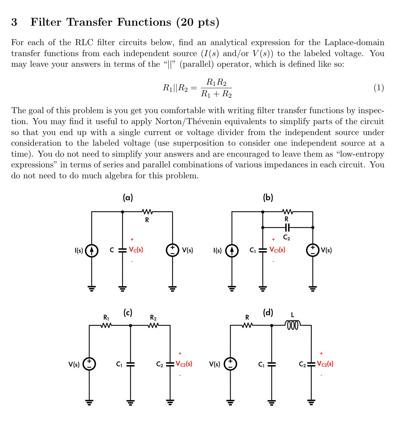 3 ﻿Filter Transfer Functions (20 ﻿pts)For each of the | Chegg.com