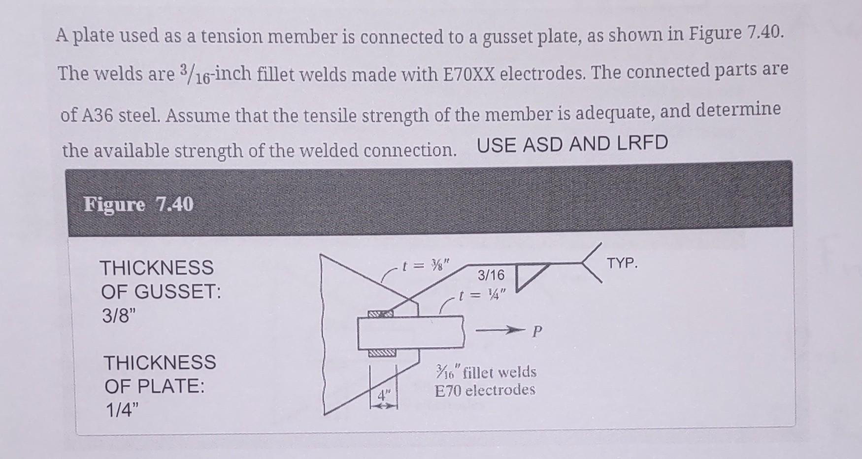 Solved A plate used as a tension member is connected to a | Chegg.com