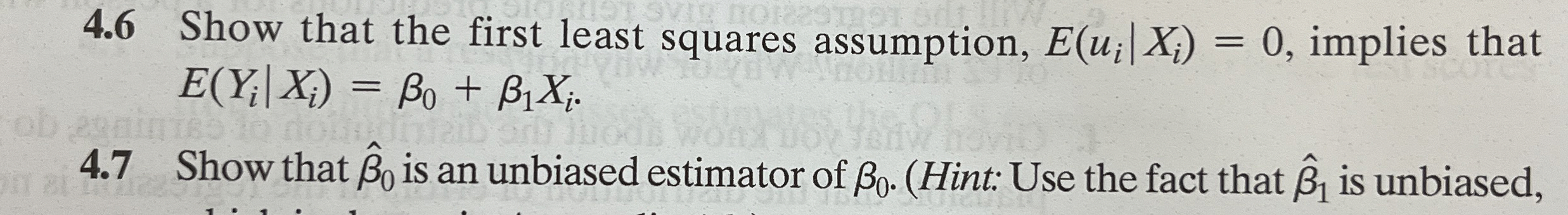 Solved 4.6 ﻿Show that the first least squares assumption, | Chegg.com