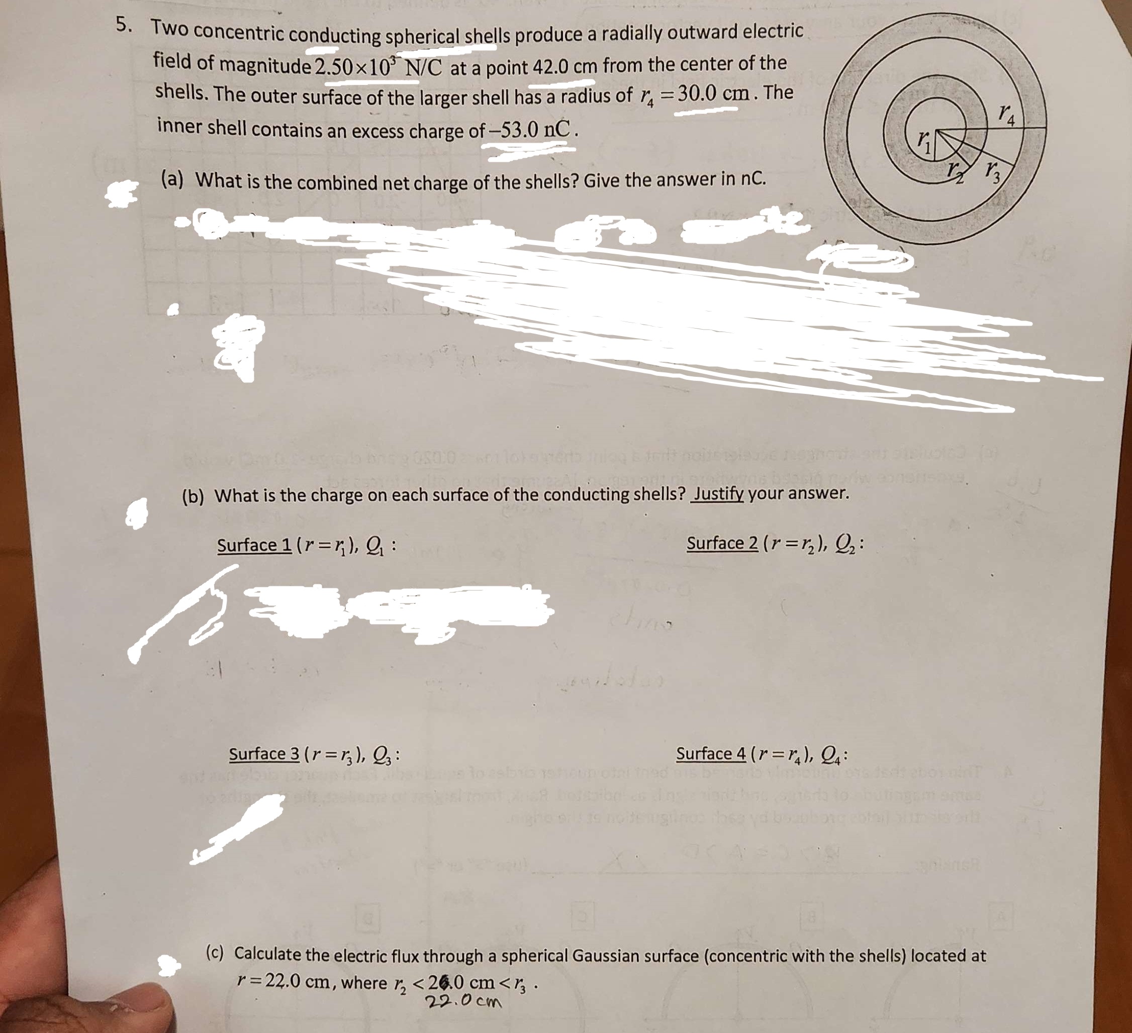 Solved Two concentric conducting spherical shells produce a | Chegg.com