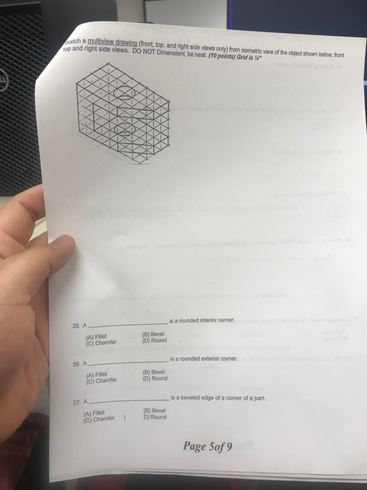 Solved ich a multiview drawing (front, top, and right side | Chegg.com
