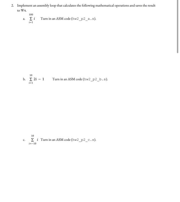 Solved ∑i=1102i−1 Turn in an ASM code (hw2 p2 \[ | Chegg.com