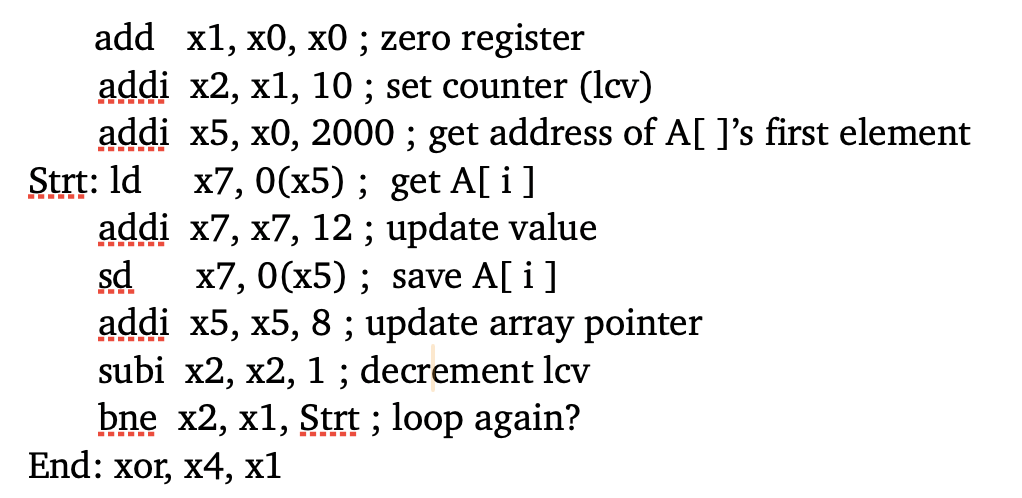 Solved add x1,x0,x0; zero registeraddi x2,x1,10; set counter | Chegg.com
