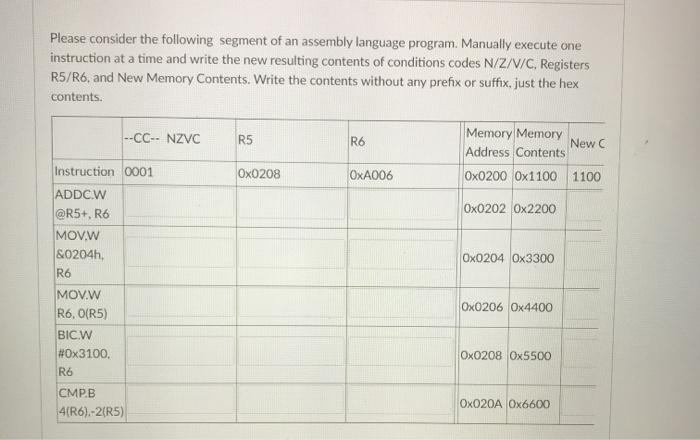 Solved Please consider the following segment of an assembly | Chegg.com