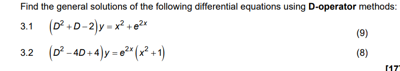 Solved Find the general solutions of the following | Chegg.com