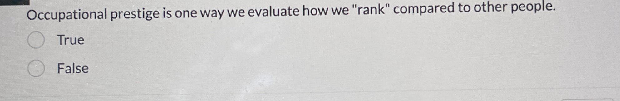 Solved Occupational prestige is one way we evaluate how we | Chegg.com