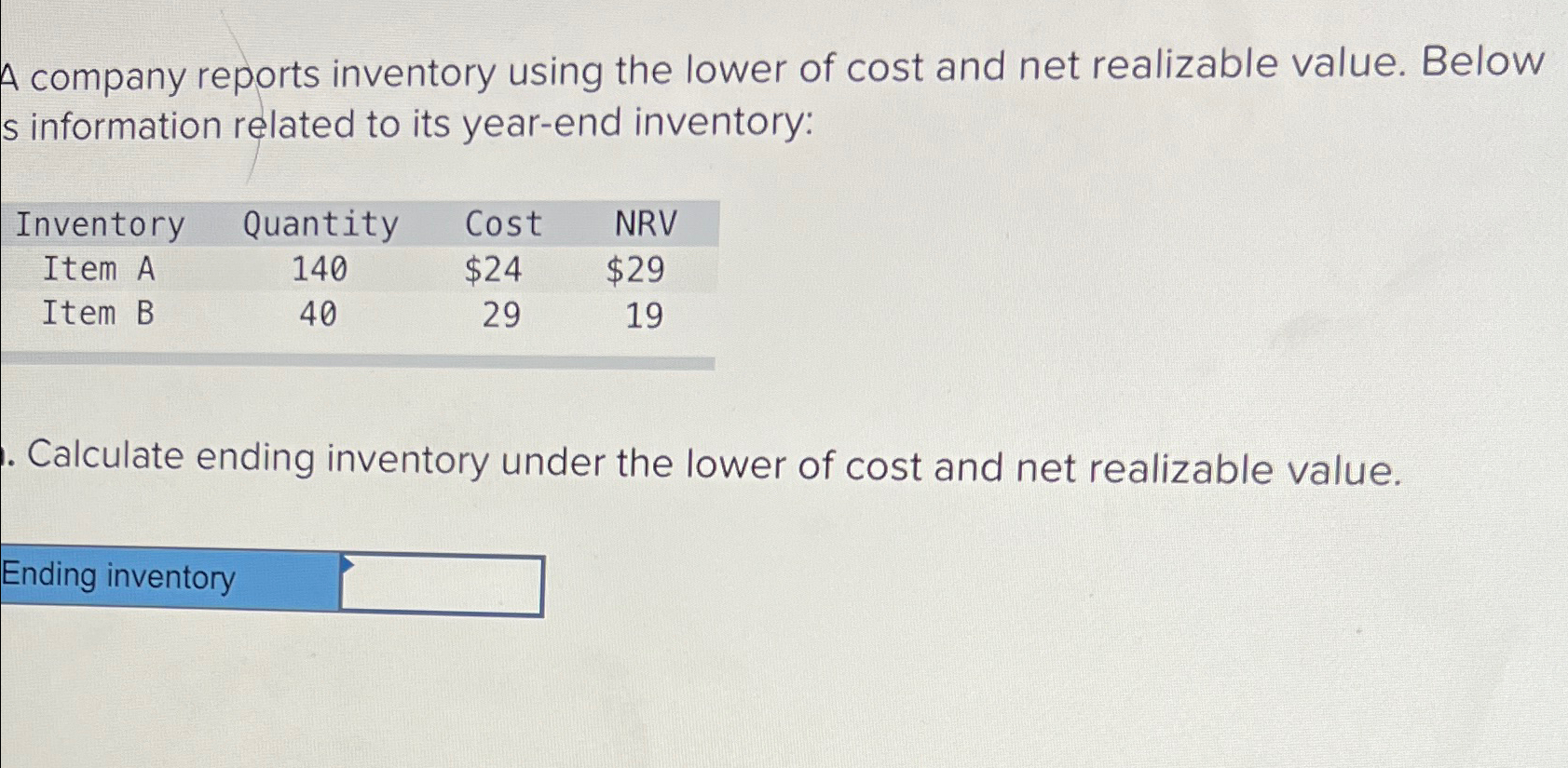 A company reports inventory using the lower of cost | Chegg.com