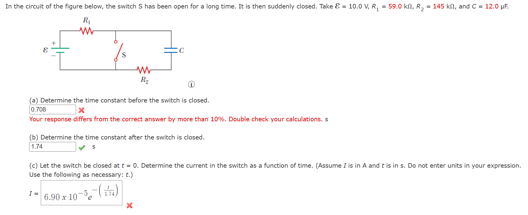 Solved In ﻿the circuit of ﻿the figure below, the switch S | Chegg.com