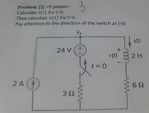 Solved Problem [2] Calculate i(t) ﻿for t>0.Then | Chegg.com