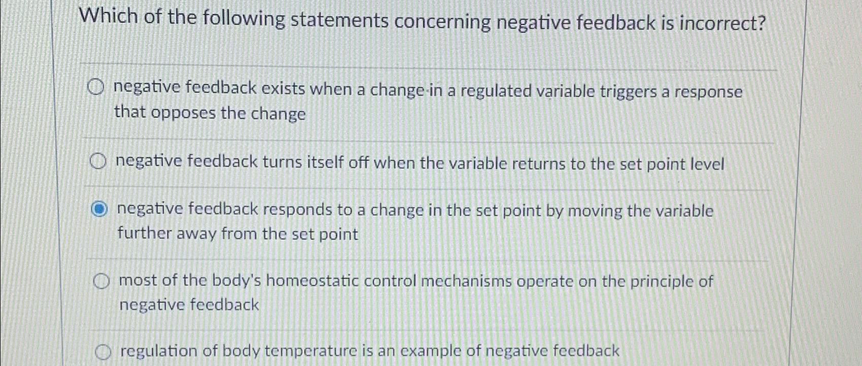 Solved Which of the following statements concerning negative | Chegg.com