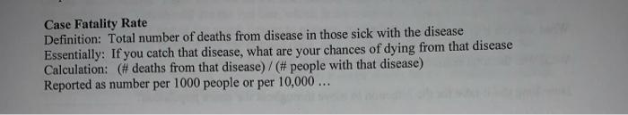Solved Case Fatality Rate Definition: Total number of deaths | Chegg.com