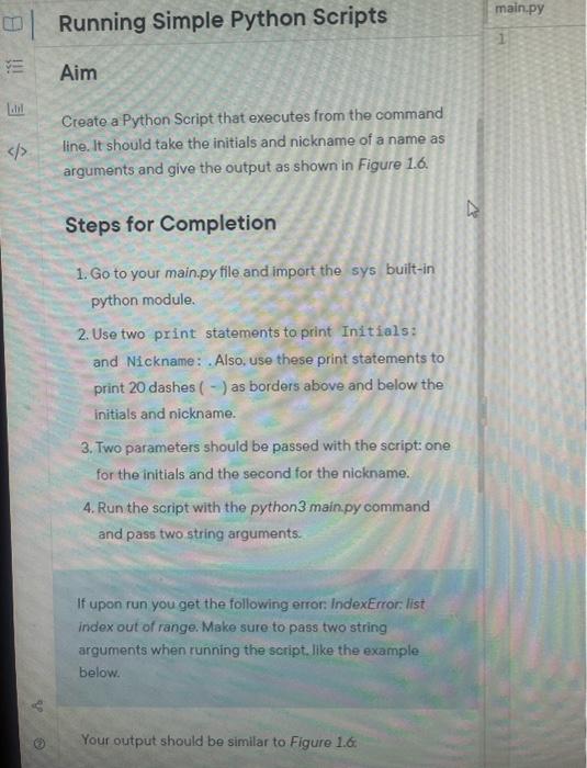 Solved Aim Create A Python Script That Executes From The