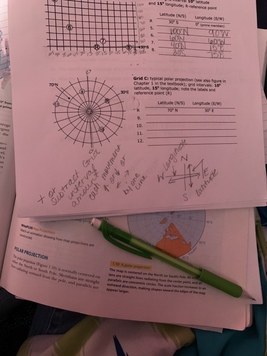 VI 10 Latitude and 15 longitude; R-reference point | Chegg.com