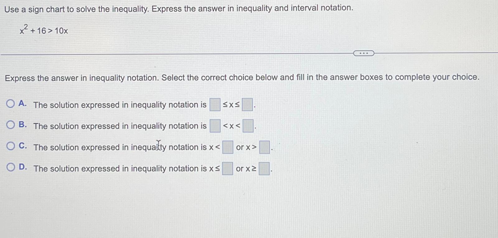 Solved Use a sign chart to solve the inequality. Express the | Chegg.com