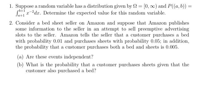 Solved 1. Suppose a random variable has a distribution given | Chegg.com