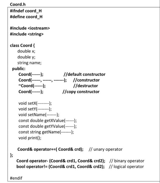 Solved 60 Puan The Class Coord Is Given In The Header File