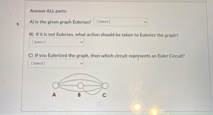 Solved Answer ALL parts: A) Is the given graph Eulerian? | Chegg.com
