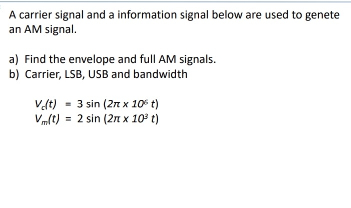 Solved A carrier signal and a information signal below are | Chegg.com