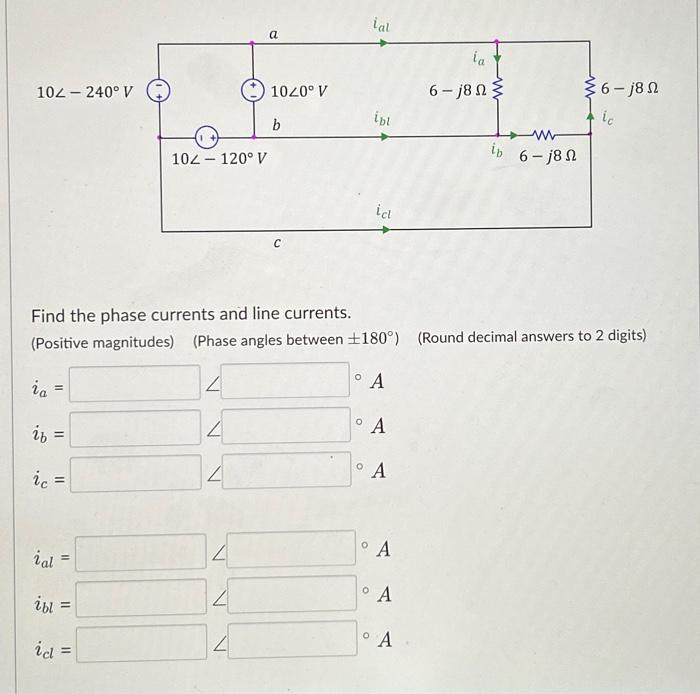 Solved Find the phase currents and line currents. (Positive | Chegg.com