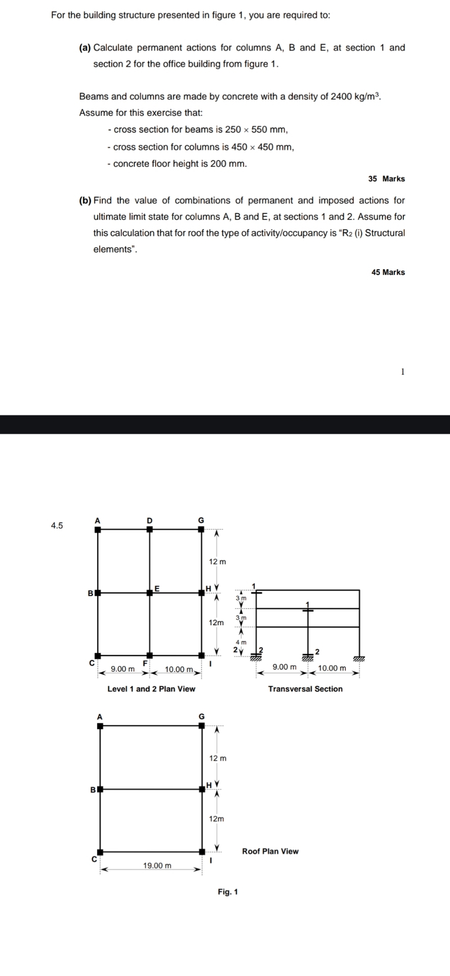 Solved For the building structure presented in figure 1, | Chegg.com