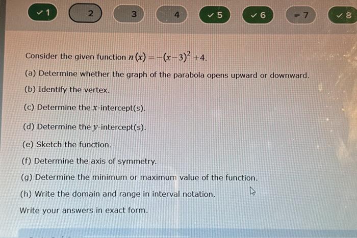 Solved Consider the given function g(x)=2(x+3)2−8. (a) | Chegg.com