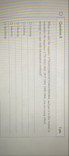 Solved Question 81 ﻿ptsWhen you take the number | Chegg.com